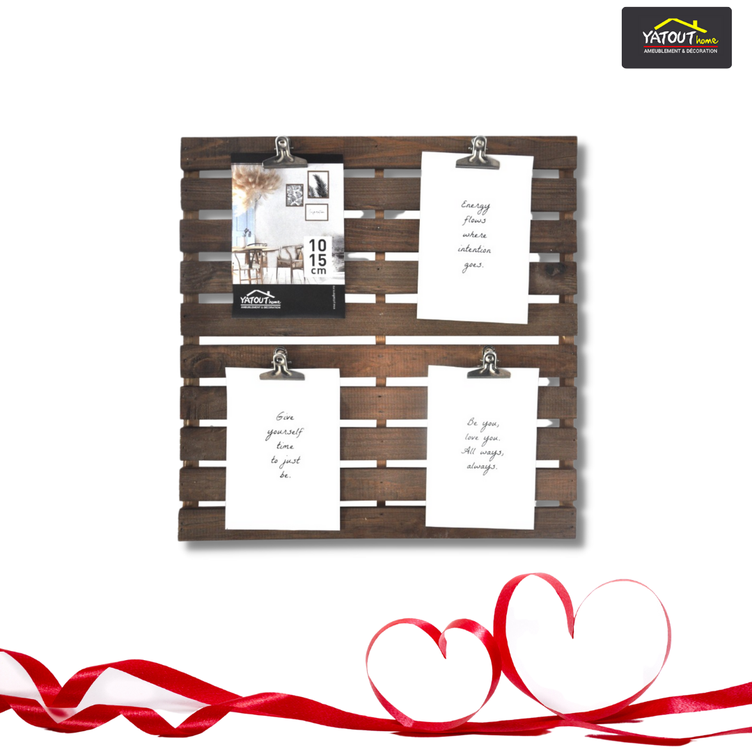 CADRE PHOTOSTRUCTURE EN BOIS AVEC 6 CLIPS 37X54X3.5CM - Yatout Home