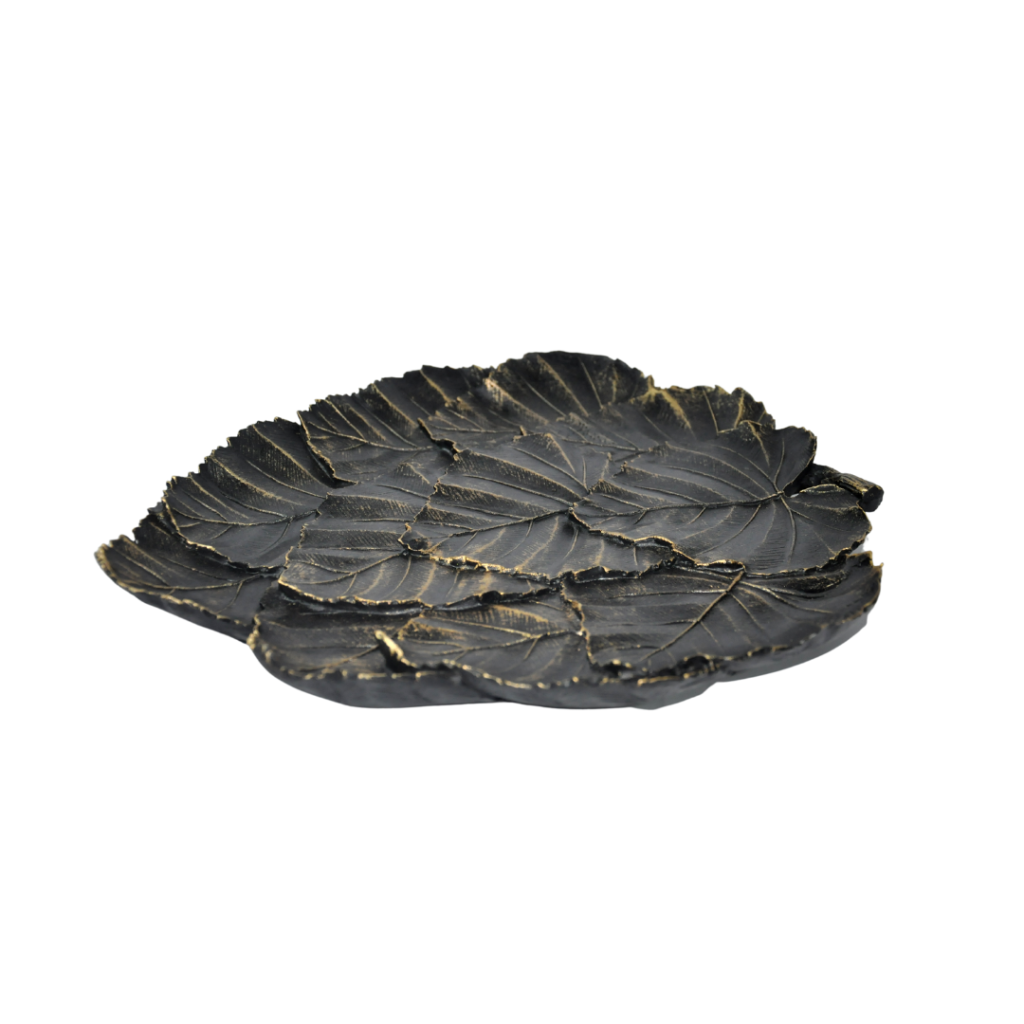 PLAT FLEUR DECORATIVE DORE - Yatout Home