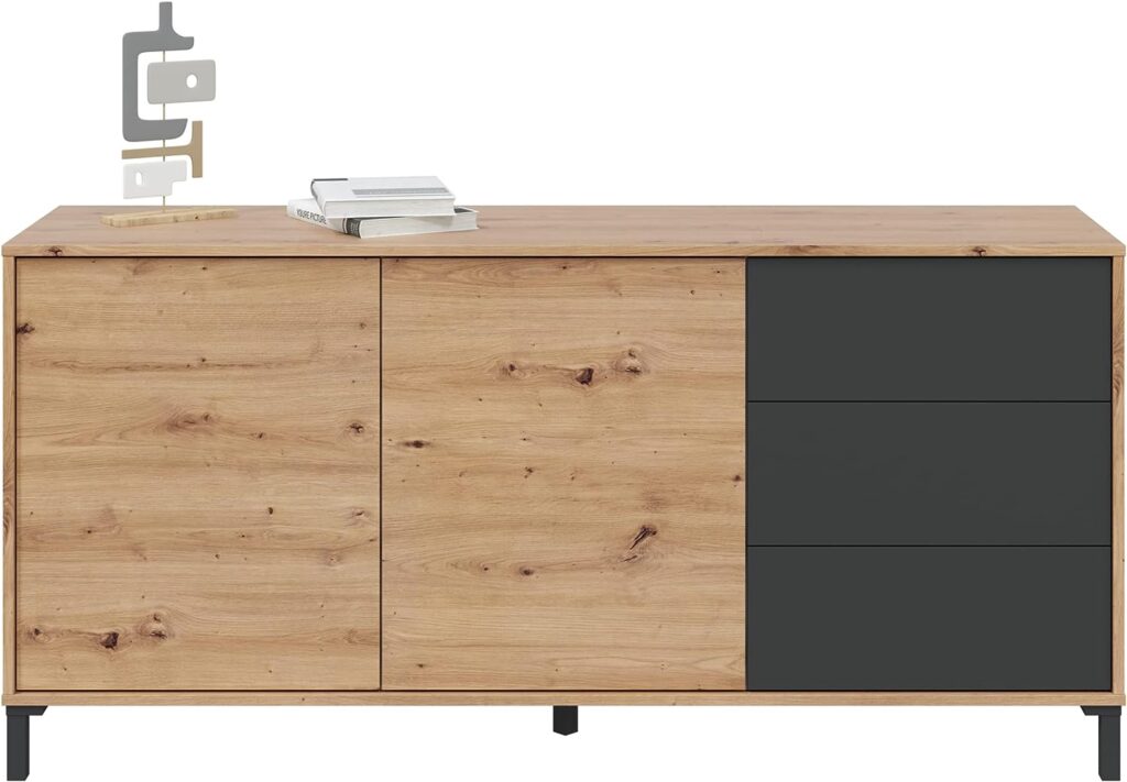 BROOKLYN BUFFET 2 PORTES BOIS 3 TIROIRES ANTRACITE - Yatout Home